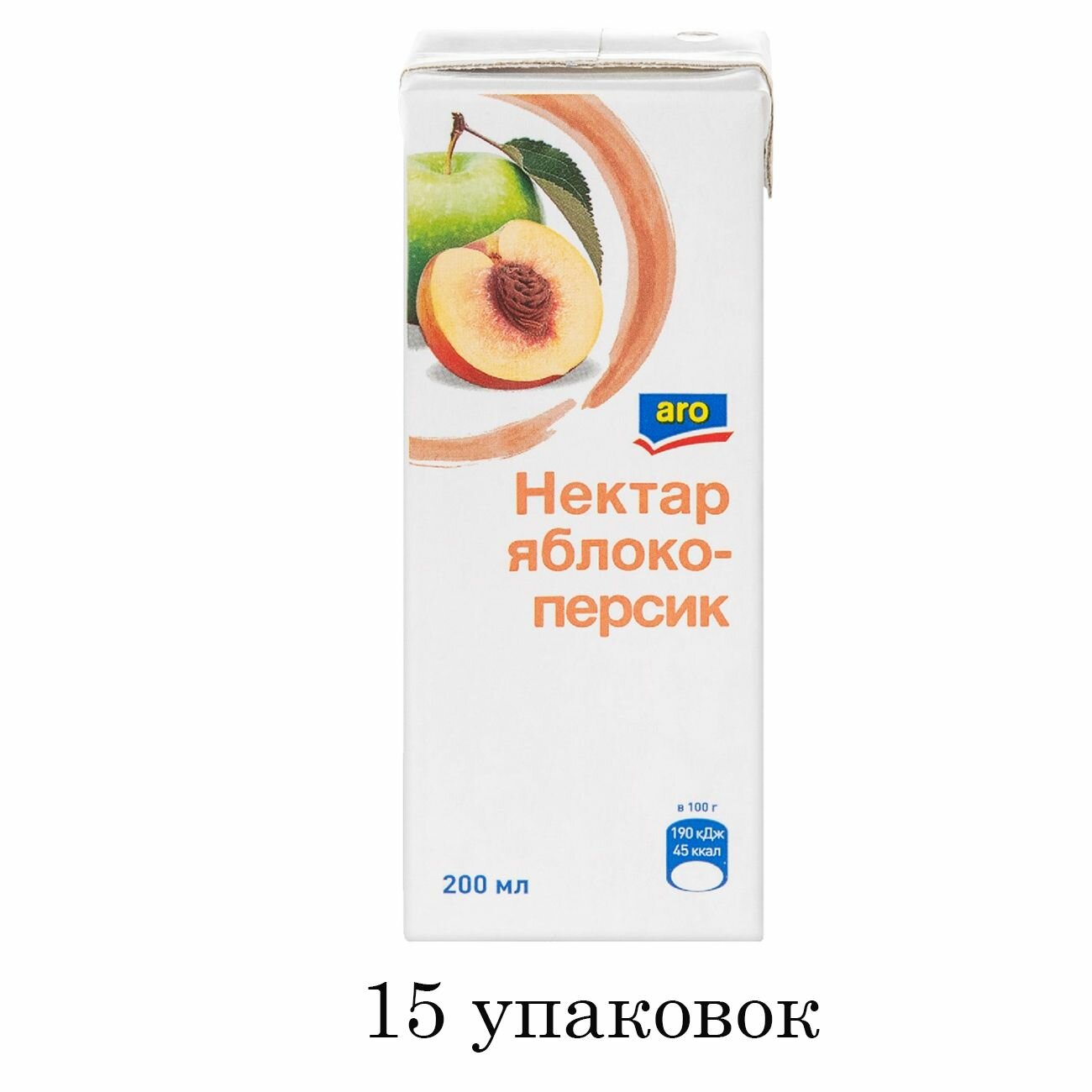 Aro Нектар яблоко-персик, 200мл, 15 шт /