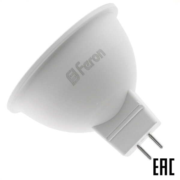Лампа 9Вт 25840 LB-560 175-265V 9W G5.3 780Лм 4000К светодиодная MR16 холодный белый свет Feron (6 шт. в комплекте)