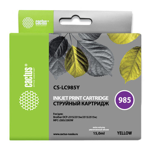 Картридж Cactus CS-LC985Y, желтый / CS-LC985Y