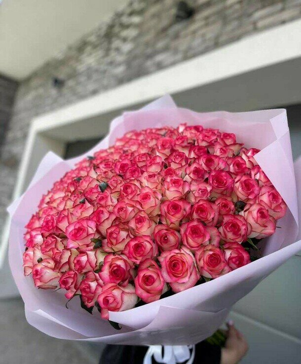 Букет Well Flowers Джумеля, 101 Роза, Круглый, XXL, букет свежих цветов