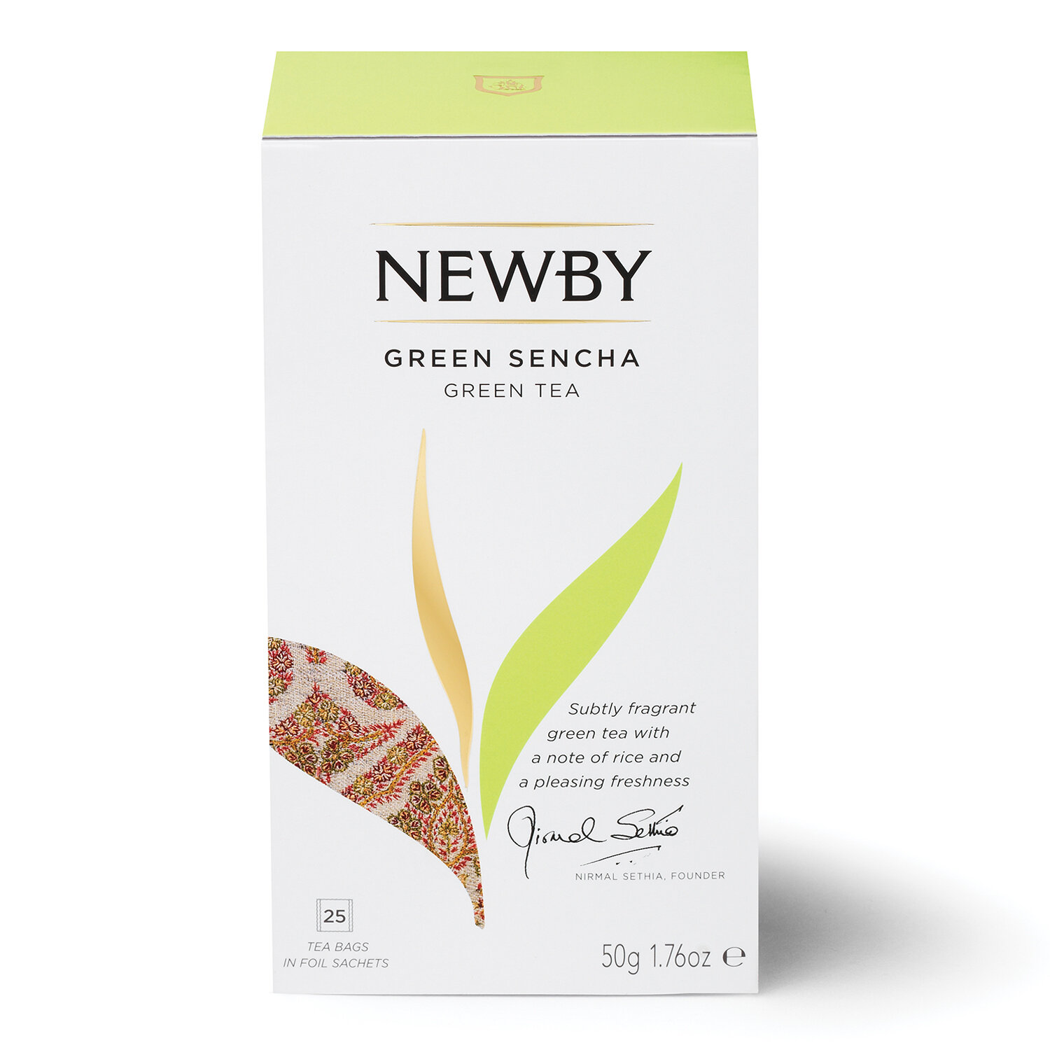 Чай Newby "Зеленая Сенча", 25 пакетиков, 1/50г, картонная упаковка
