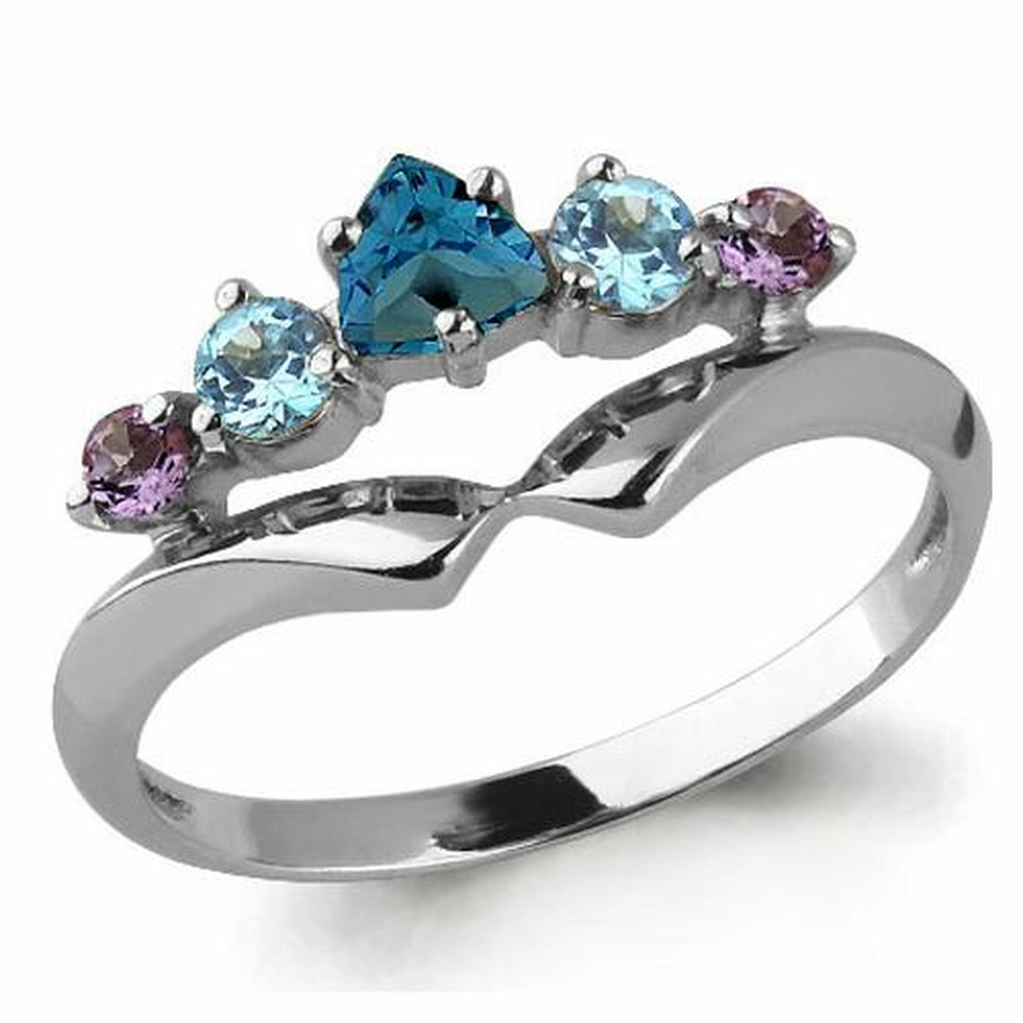 Кольцо дорожка, серебро, 925 проба, родирование, топаз, Лондон топаз, аметист