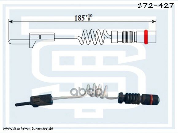 Датчик тормозной MER VARIO 512D-815DA 09.96-- L=185mm задний 172-427/6695400917 6695400817 6695400717 6695400917 669540081.