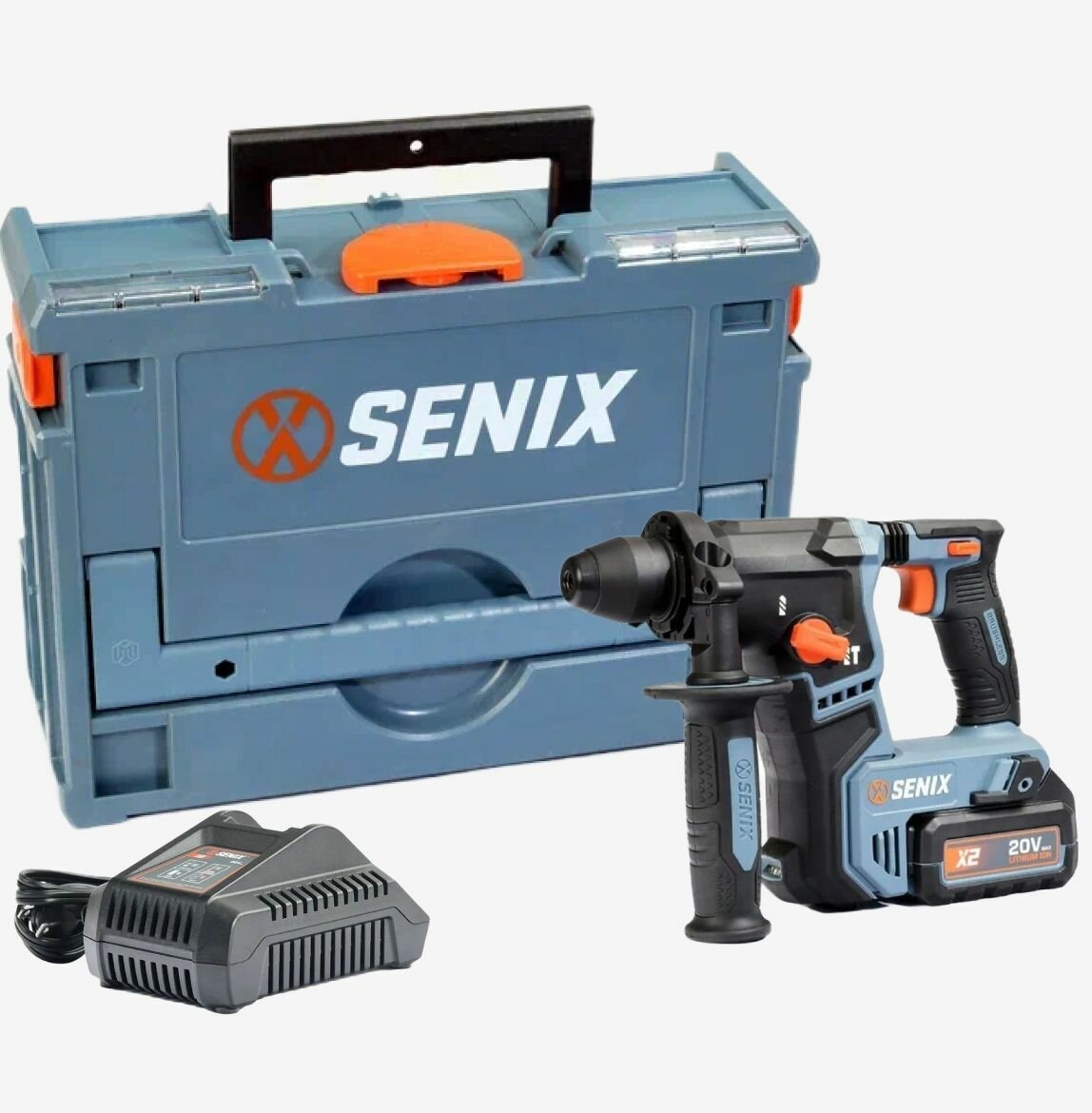 Перфоратор аккумуляторный SDS-plus Senix PDRX2-M2-EU SET, бесщеточный двигатель, sds-plus, пылесборник