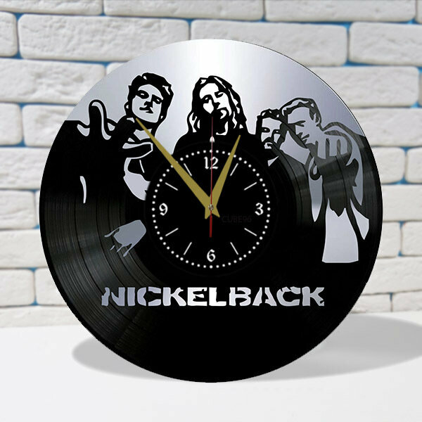 Часы из виниловой пластинки Nickelback серебряная подложка