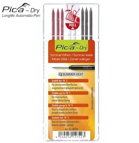 Комплект грифелей для карандаша Pica - Dry 3030 (3 красных, 2 белых, 3 графитовых) PICA-MARKER 4070