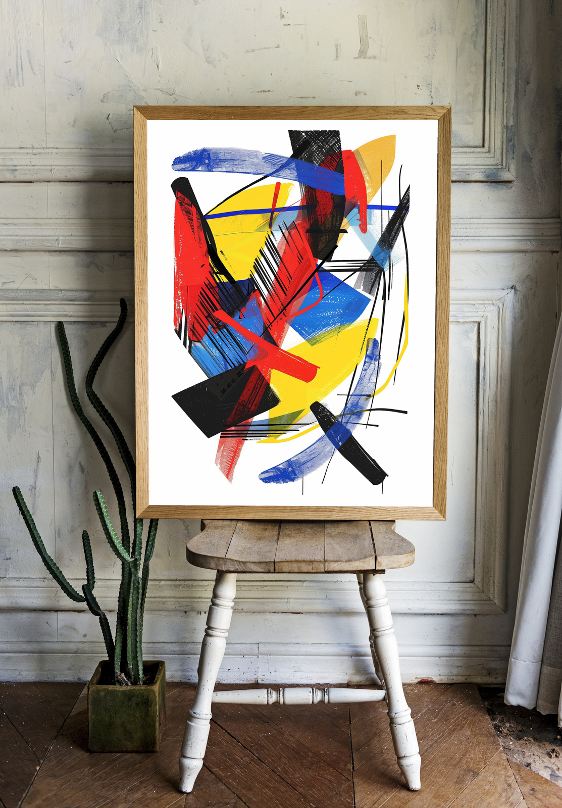 Постер "Яркие абстрактные линии и формы" 50x70 см в подарочном тубусе