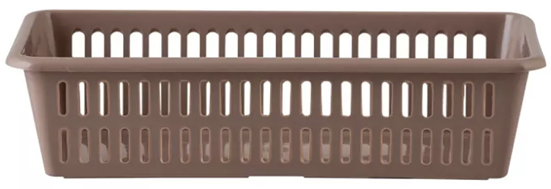 Корзина для хранения Полимербыт 330 прямоугольная, из полипропилена, темно-бежевая, 200х100х48мм, 0.6л / товары для дома