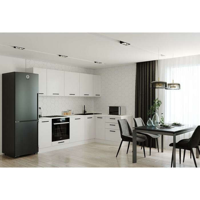 Кухня угловая «Жемчуг», со столешницей, 2600×1600 мм, цвет белый/мрамор марквина белый/жемчуг