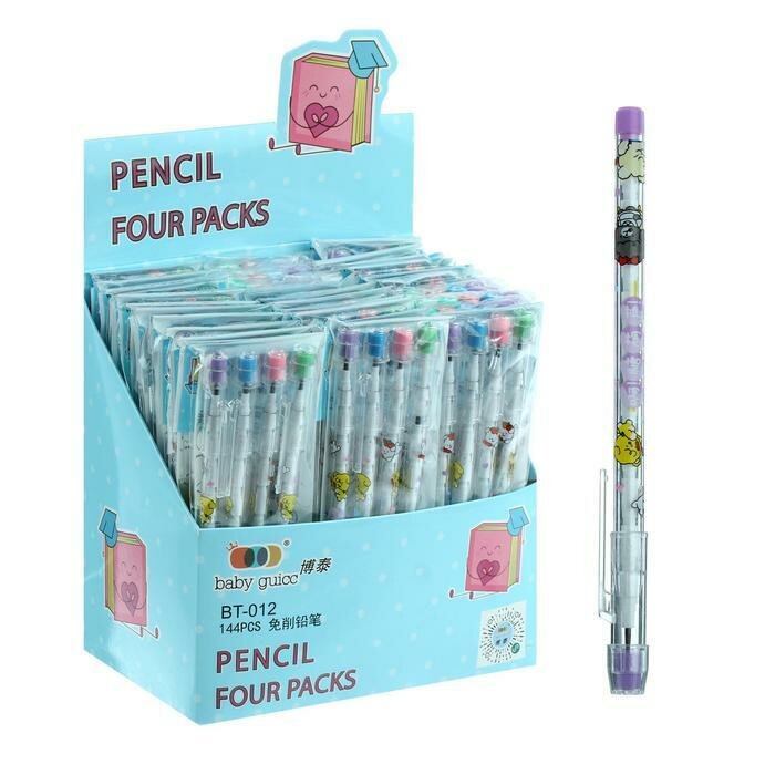 Карандаш секционный "Ассорти", чернографитный с ластиком (50 шт)