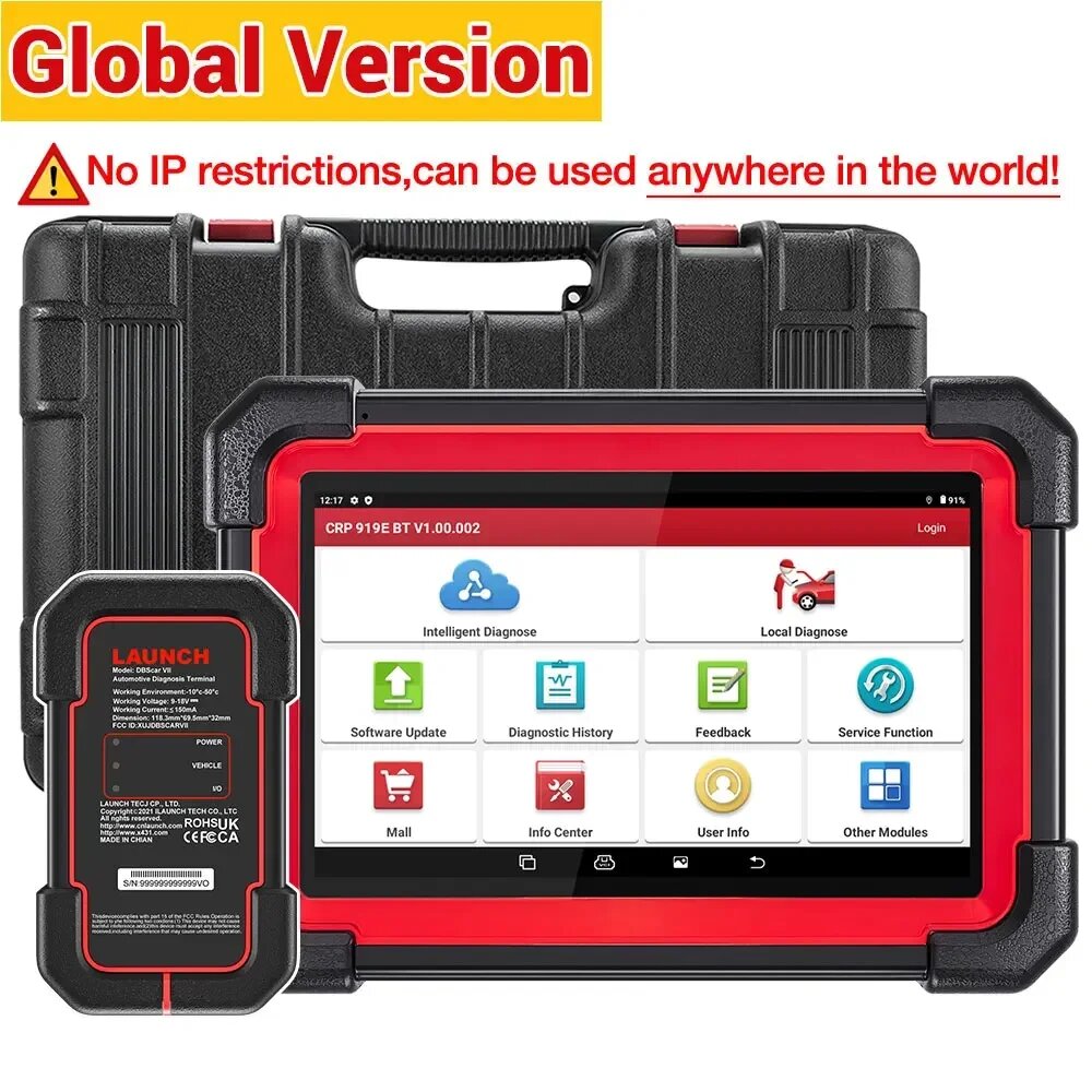 LAUNCH X431 CRP919E BT Инструменты диагностики автомобиля Auto CAN FD/DIOP OBD OBD2 Global Version