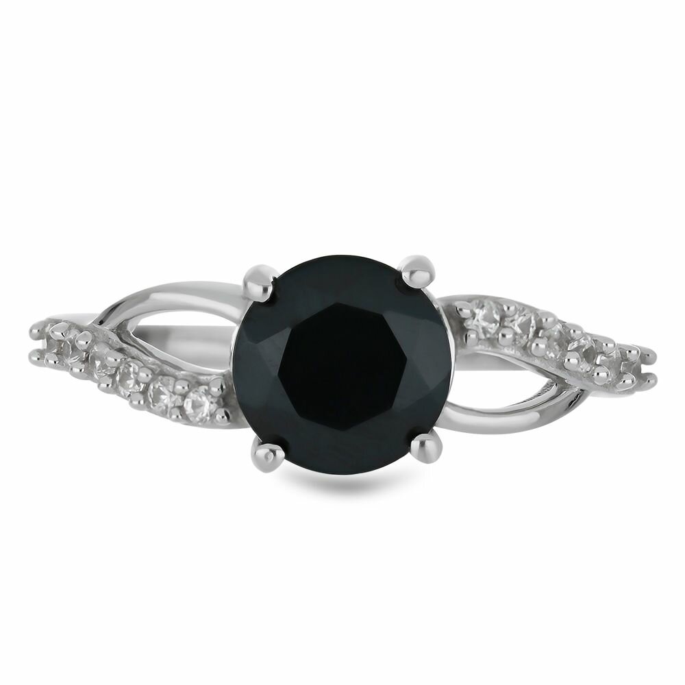 Кольцо, серебро, 925 проба, родирование, шпинель, циркон