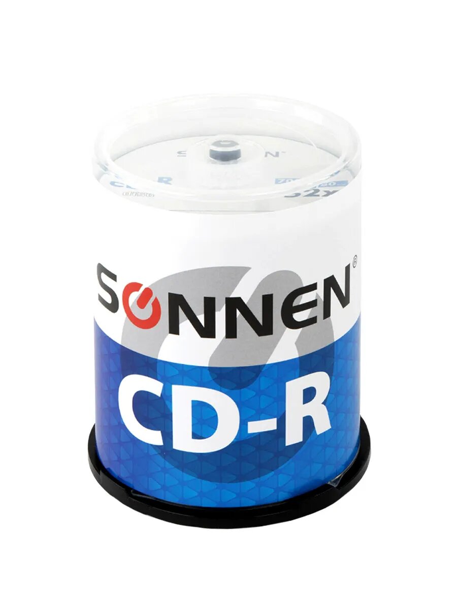Диск CD-R SONNEN, 700 Mb, 52x, Cake Box комплект 100 шт.
