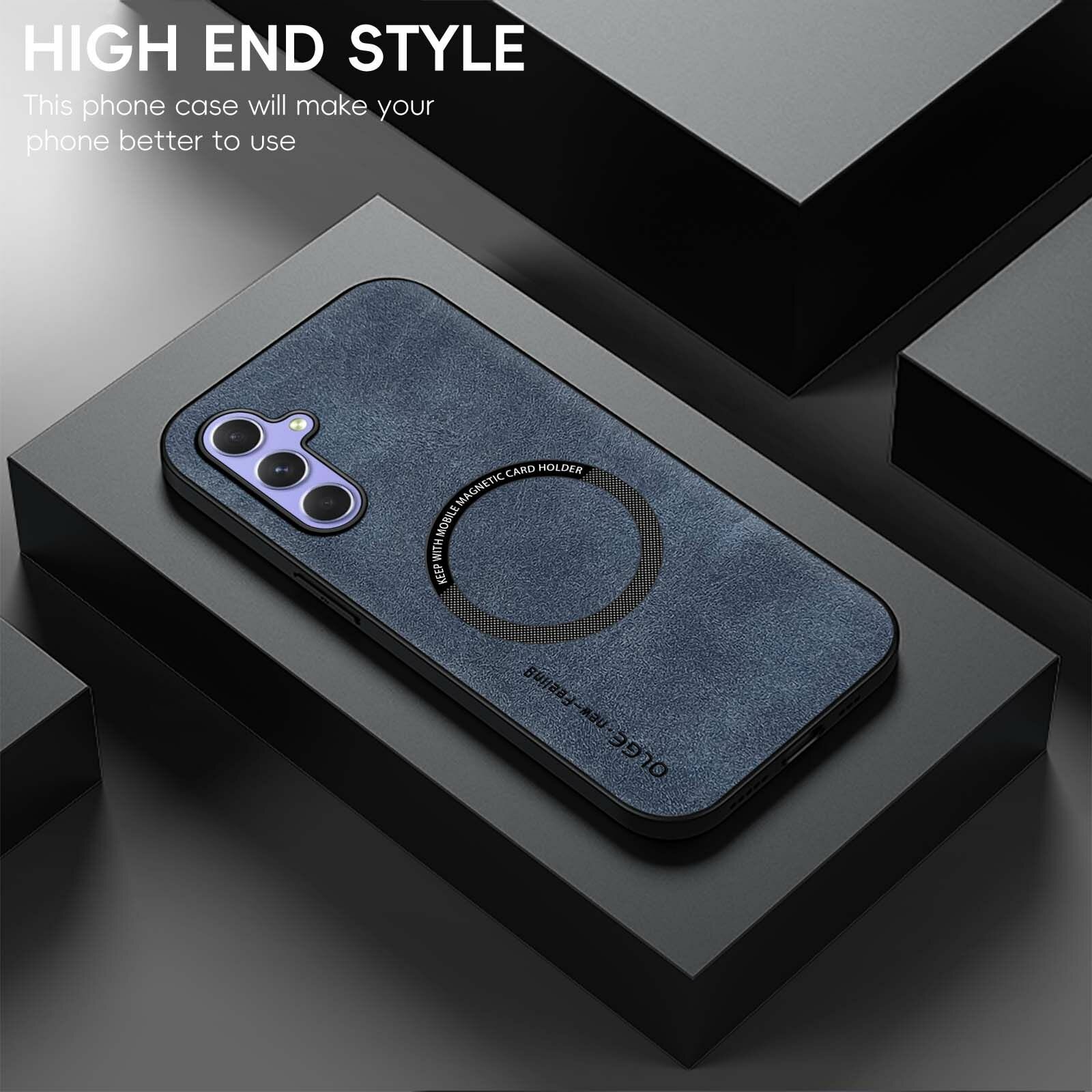 OLGE Роскошная кожа MagSafe чехол Для Samsung Galaxy A55 5G (Самсунг Гелакси А55 5G) кожаный