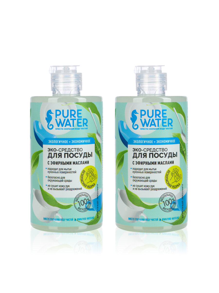 Набор средство для посуды "Pure Water", с эфирным масло эвкалипта, 450мл, 2шт