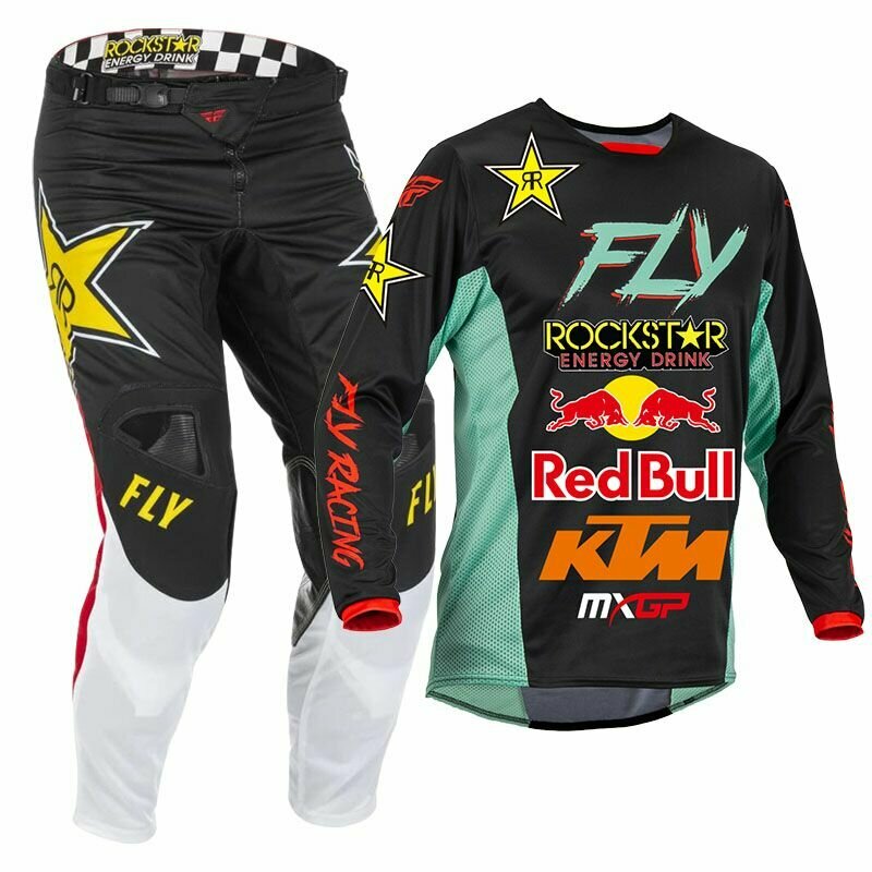 FLY Red Bull RockStar эндуро комплект снаряжения для мотокросса mx комбинированные трикотажные штаны MTB DH UTV Off Road мотоциклетный гоночный костюм