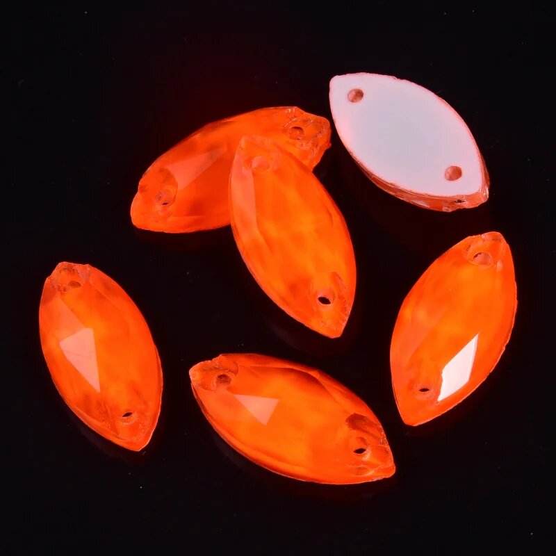 Оранжевые стразы конского глаза 7x15mm, 48шт