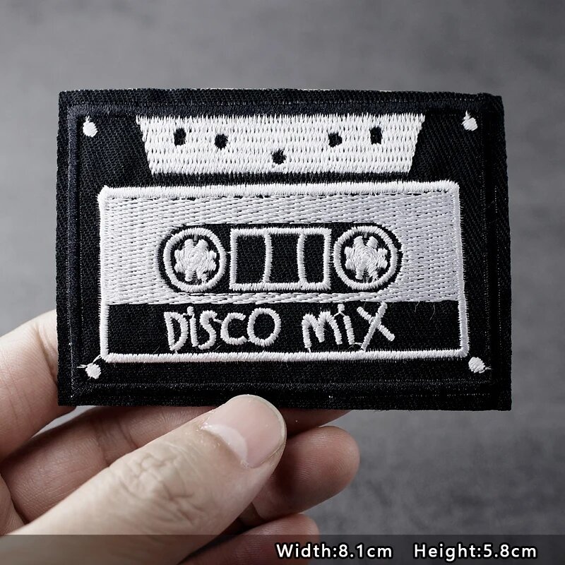 Заплатка на одежду "Disco Mix", черная, 8.1x5.8 см
