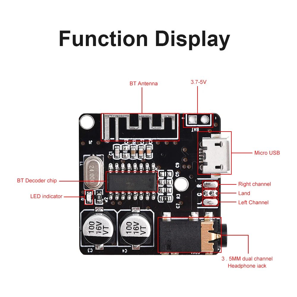 Bluetooth Аудио Приемник, USB, VHM-314