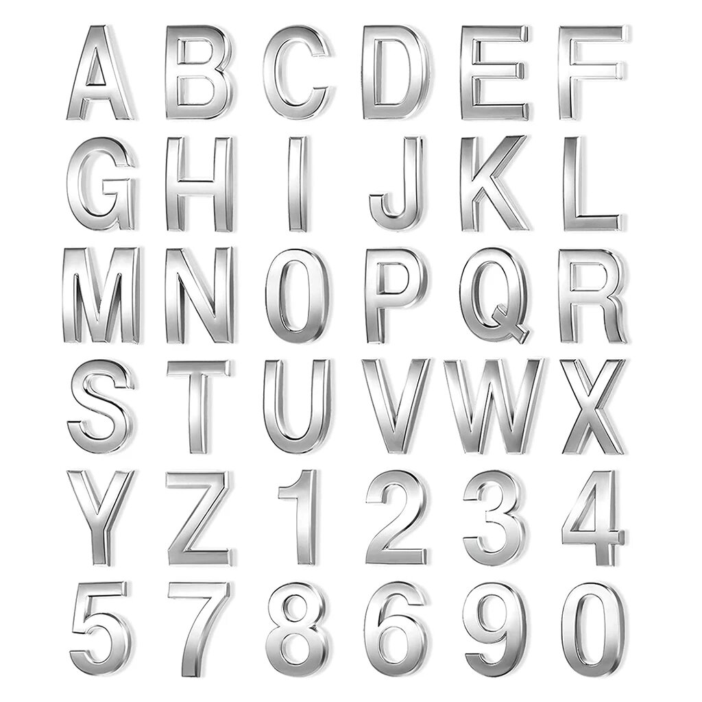 Набор самоклеящихся букв и цифр 3D, пластик Letter H, 5cm Golden