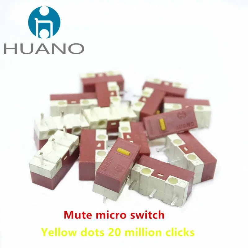 HUANO Бесшумный микропереключатель для мыши 10 млн./20 млн. кликов 10Pcs Silent Yellow