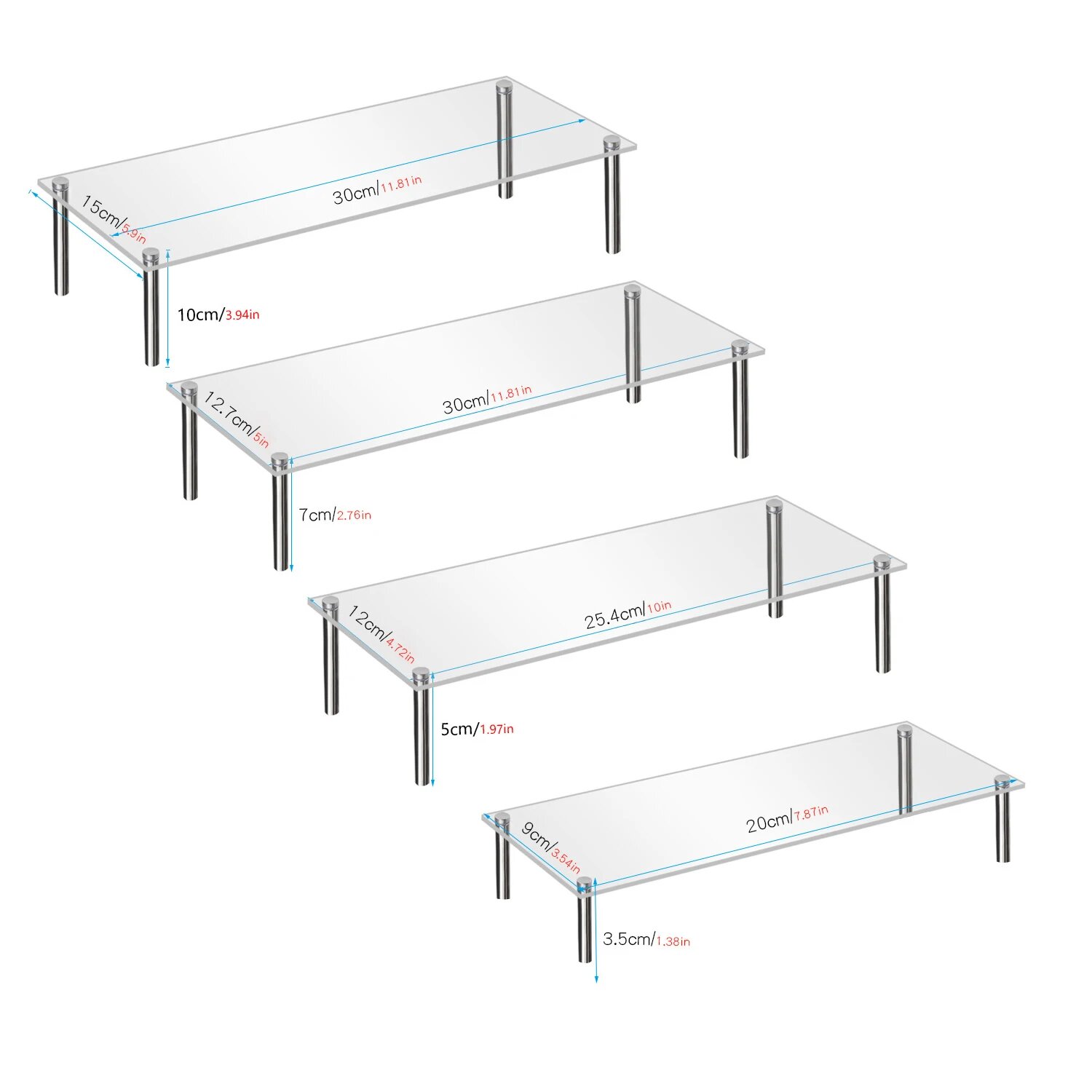 Прозрачные акриловые полки 4PCs