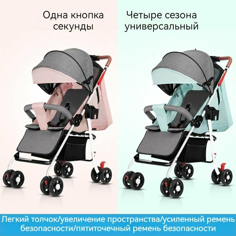 Коляска-люлька, легкая складная детская с возможностью наклона и спинки.