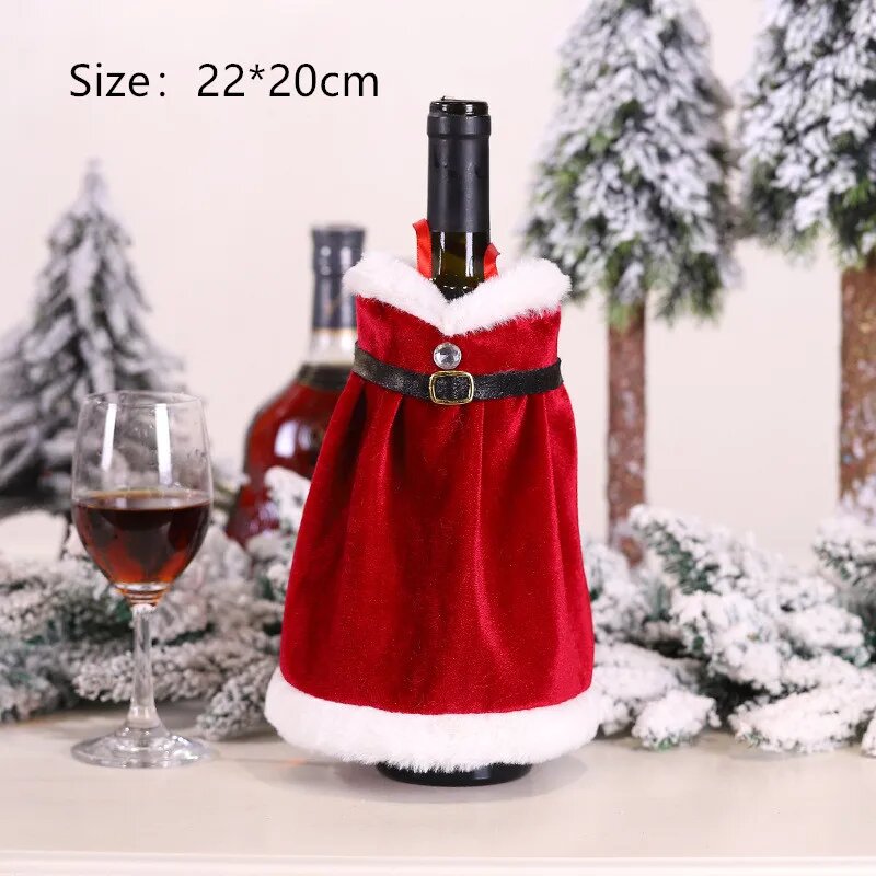 Рождественский чехол для вина бордовый C2-Skirt