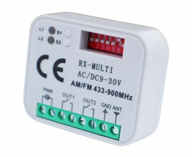 Беспроводной двухканальный приёмник RX 9-30В AC/DC, универсальный 433-900 MHz