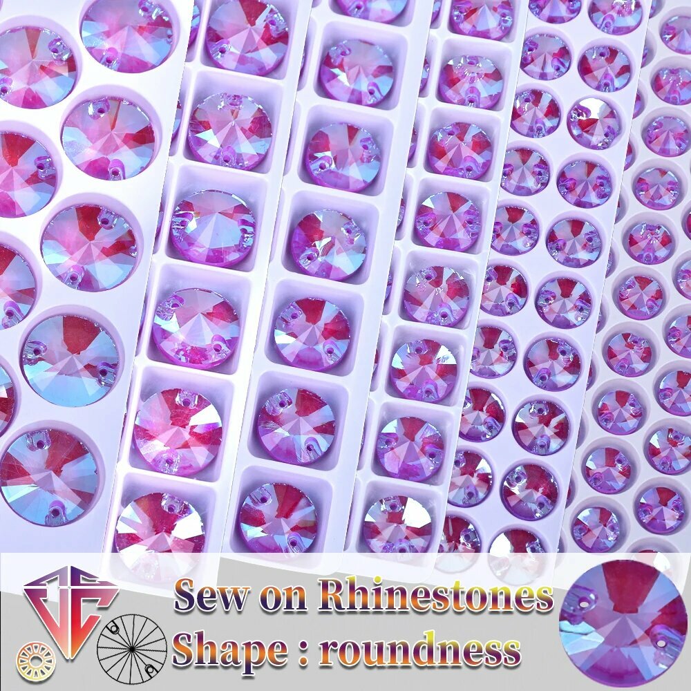 Неоновые стеклянные бусины VC для шитья 14x14mm 28pcs, amethyst AB