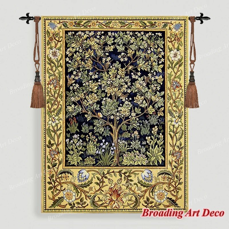 Гобелен William Morris Tree of Life, хлопок, большой 85x120cm, Синий