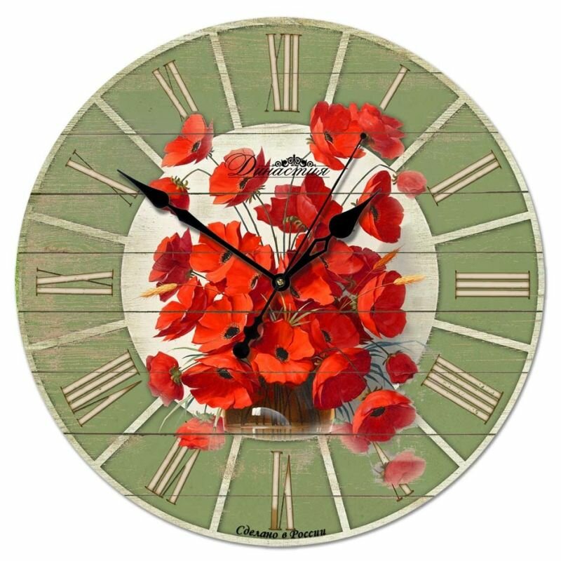 Настенные часы Династия из дерева Династия Настенные часы 02-013 "Маки" с немецким механизмом