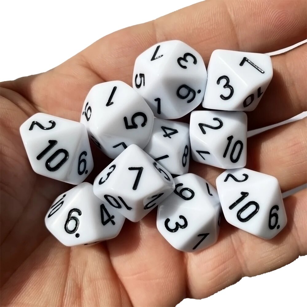 DICE 10шт набор акриловых кубиков D10 1-10 белый