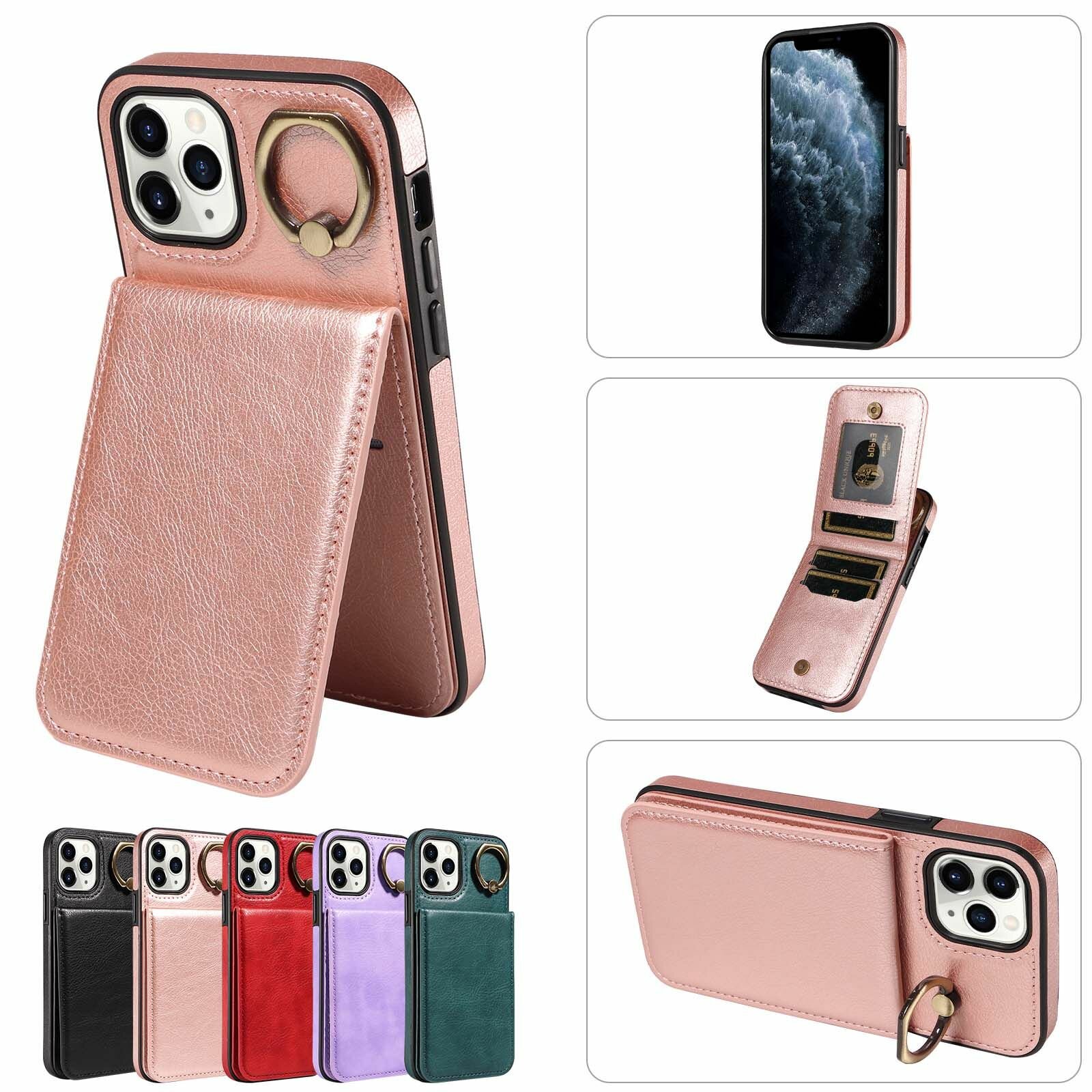 YIKATU Кожаный чехол для Apple iPhone 11 Pro (Эпл Айфон 11 Про ) с карманом/держателем для карт/подставкой-кольцом, вертикальная/горизонтальная стойка