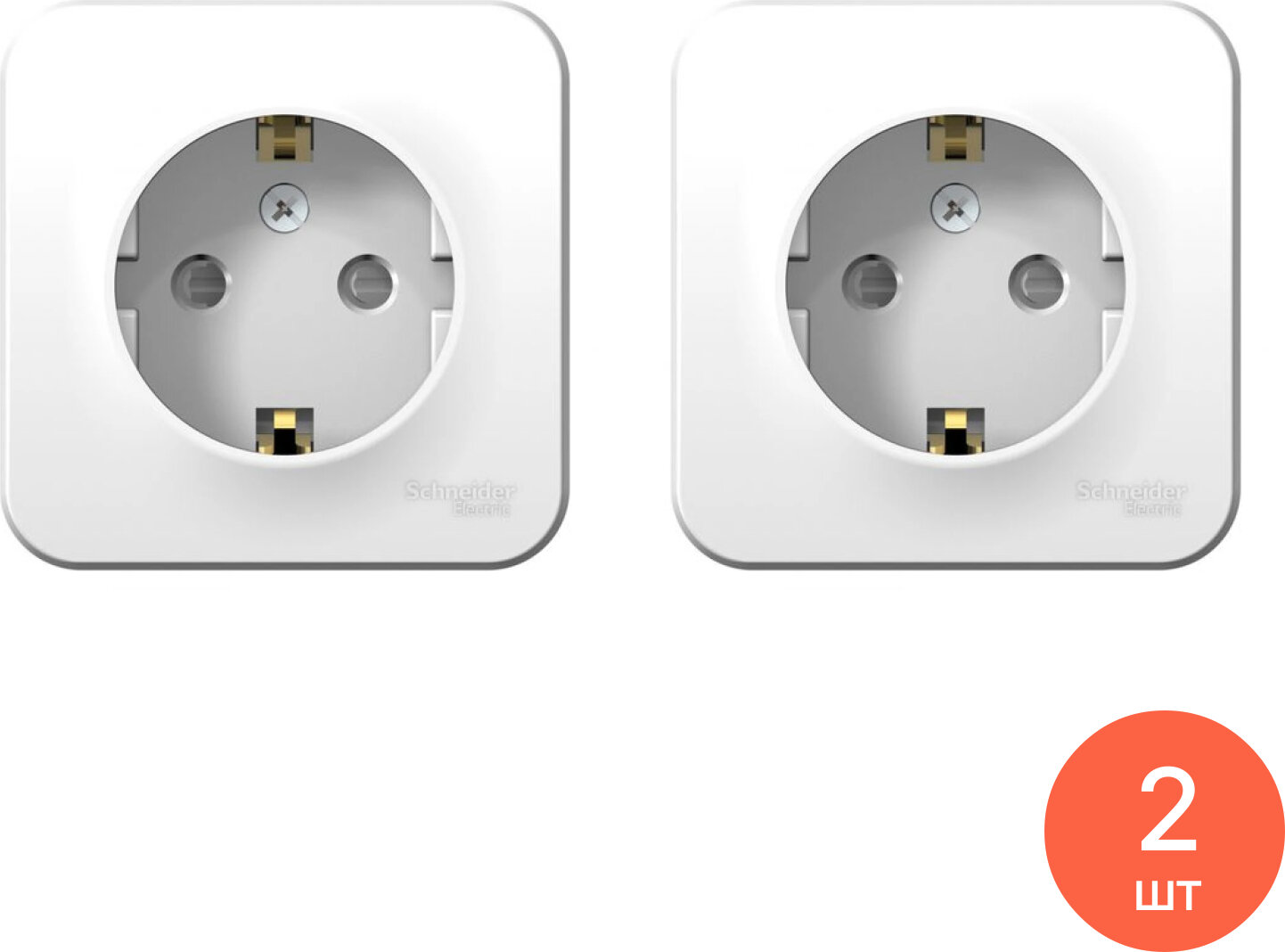 Розетка силовая штепсельная Systeme Electric / Систем Электрик Blanca 16А 250В IP20 ОУ, белый с заземлением, шторками и монтажной пластиной, BLNRA011121 (комплект из 2 шт)