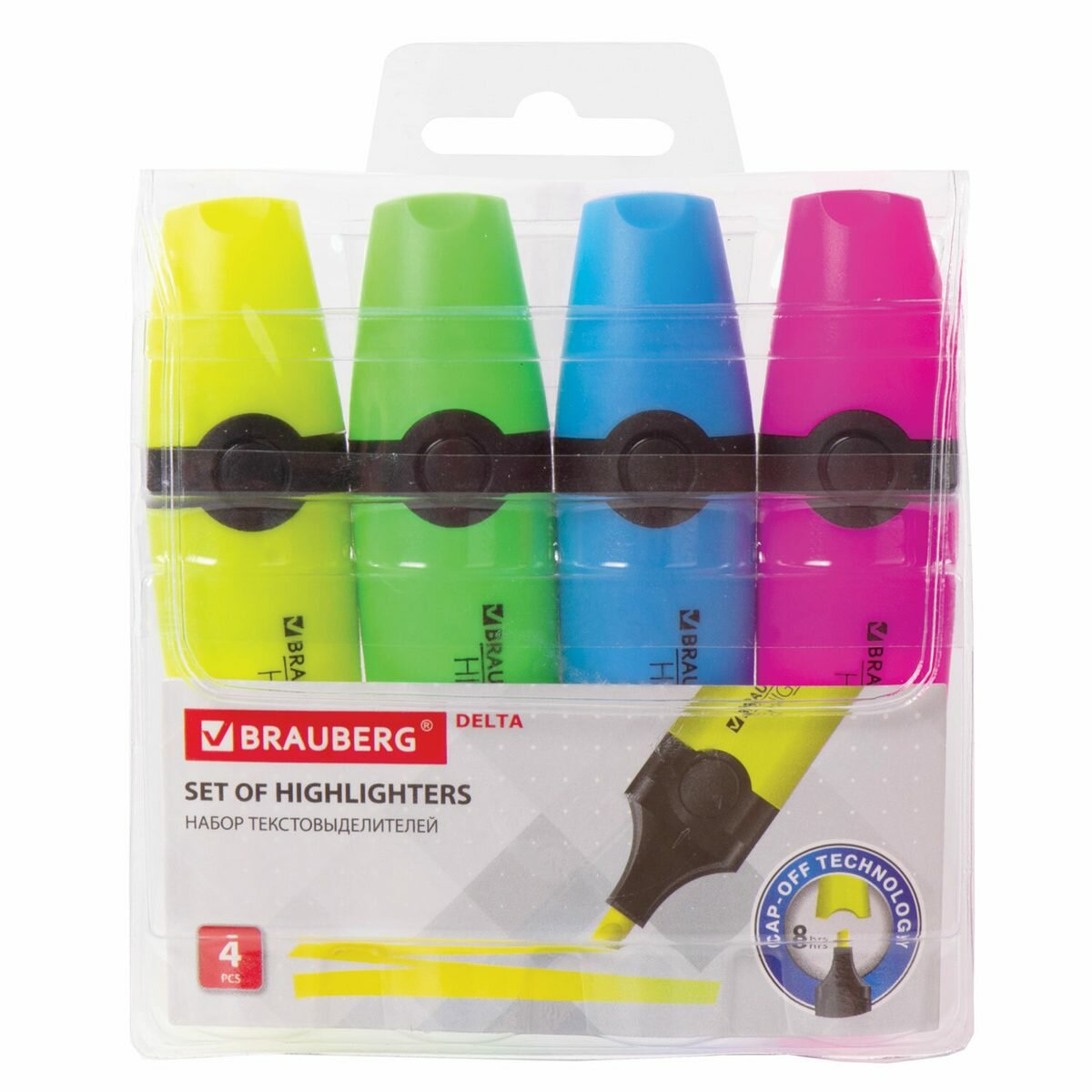 Набор маркеров-текстовыделителей Brauberg Delta (1-5мм, 4 цвета) 4шт. (151727), 5 уп.