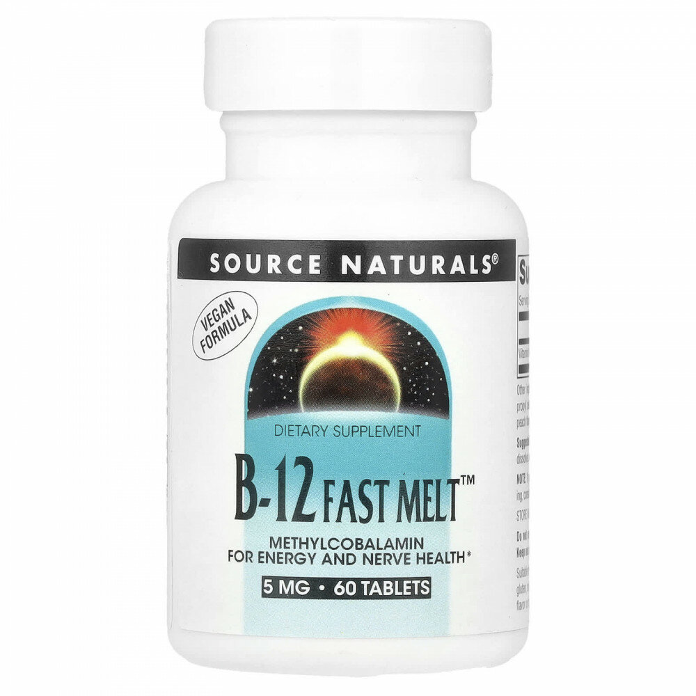 Source Naturals, B-12 Fast Melt™, 5 мг, 60 таблеток