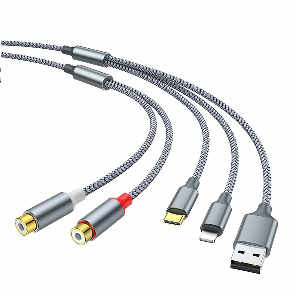 Адаптер Apple Type C на двойной RCA - серый