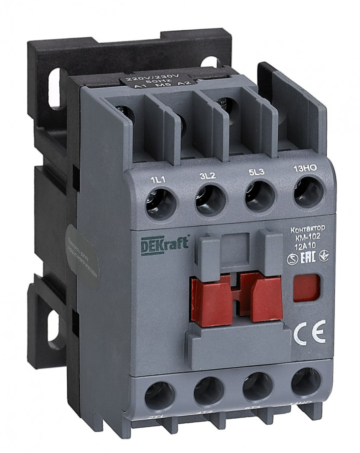 Контактор модульный DEKraft / Де Крафт КМ-102 12A 220В/230В АС3 АС4 1НО, 22002DEK / коммутационное оборудование