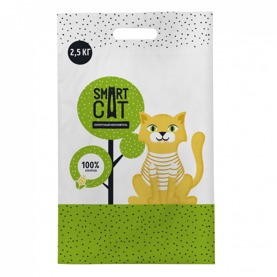 Smart Cat - Кукурузный впитывающий наполнитель для кошек (2.5 кг)