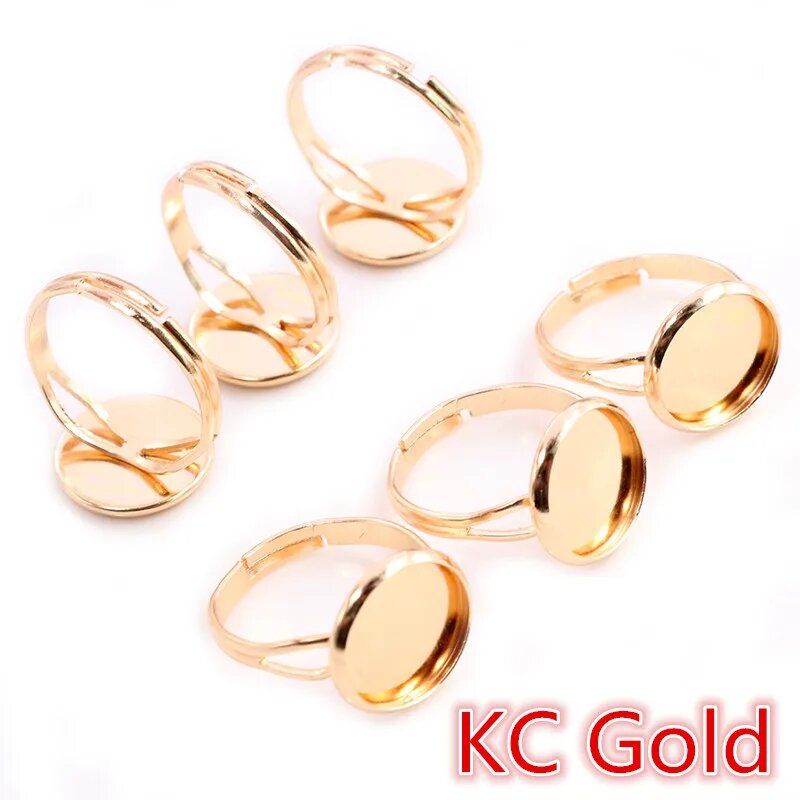 Металлические пустые кольца для кабошонов 10 шт. 18 мм, KC Gold