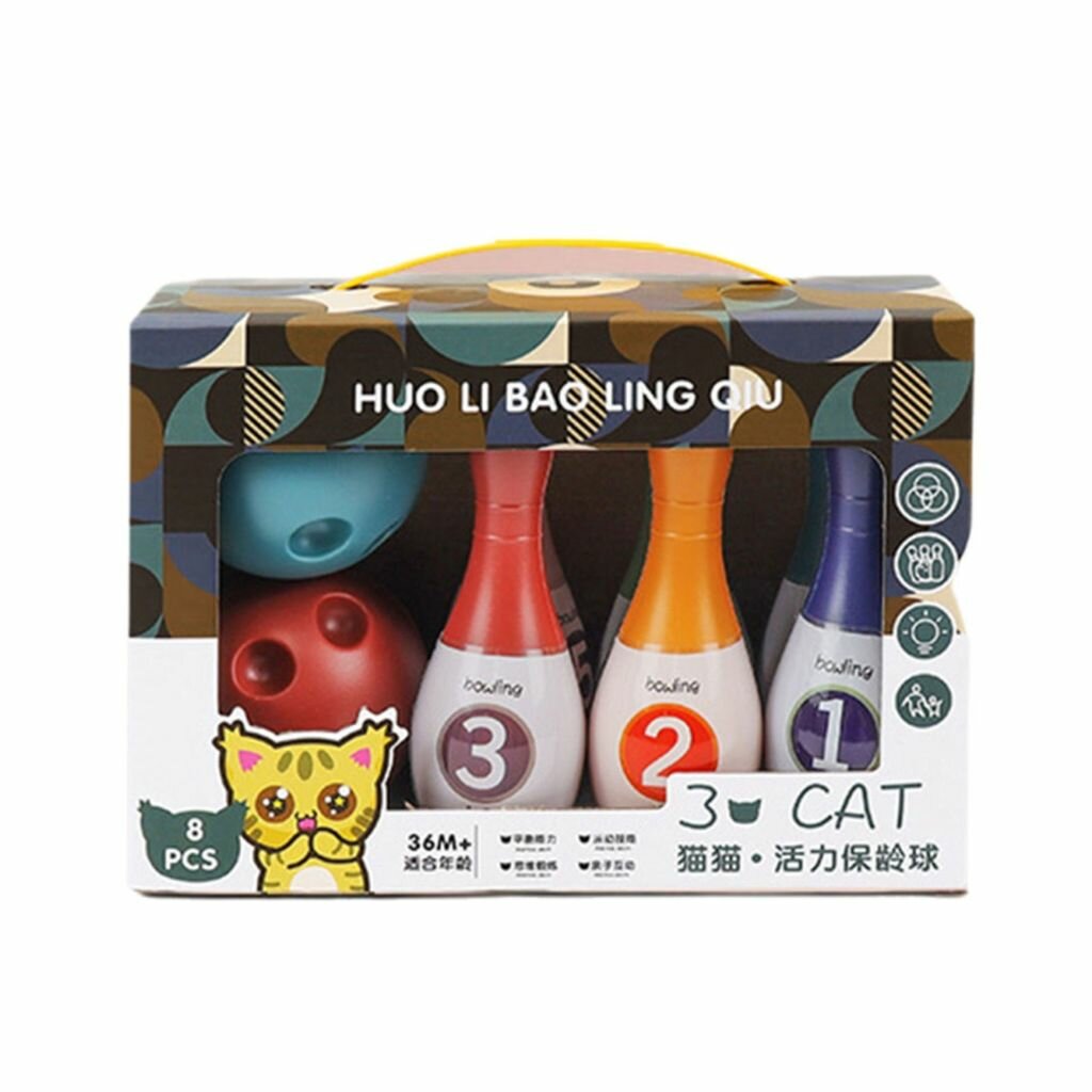 Детский набор игрушек для боулинга, игра активного отдыха на свежем воздухе малышей, с 6 булавками и двумя шарами, обучающий вечеринки по случаю дня рождения