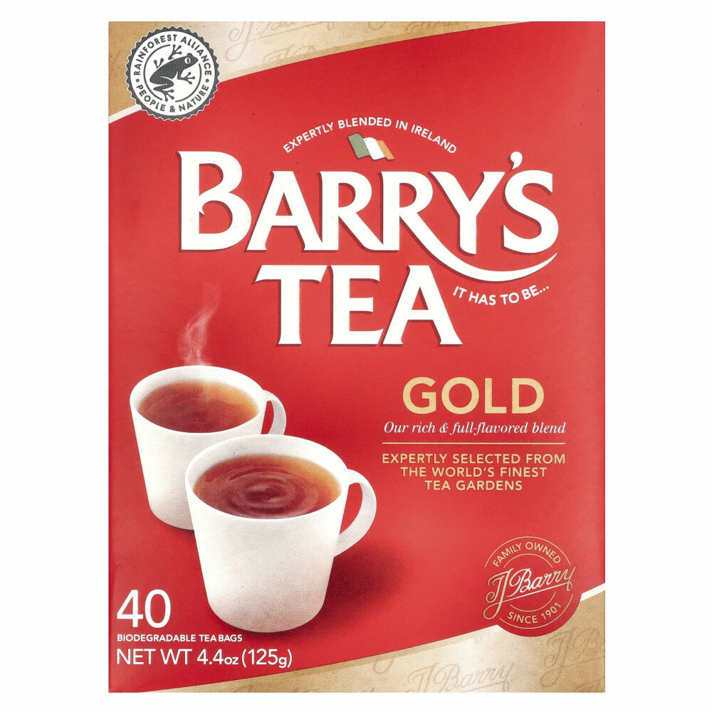 Barry's Tea, Gold Blend, смесь с золотом, 40 чайных пакетиков, 125 г (4,4 унции)