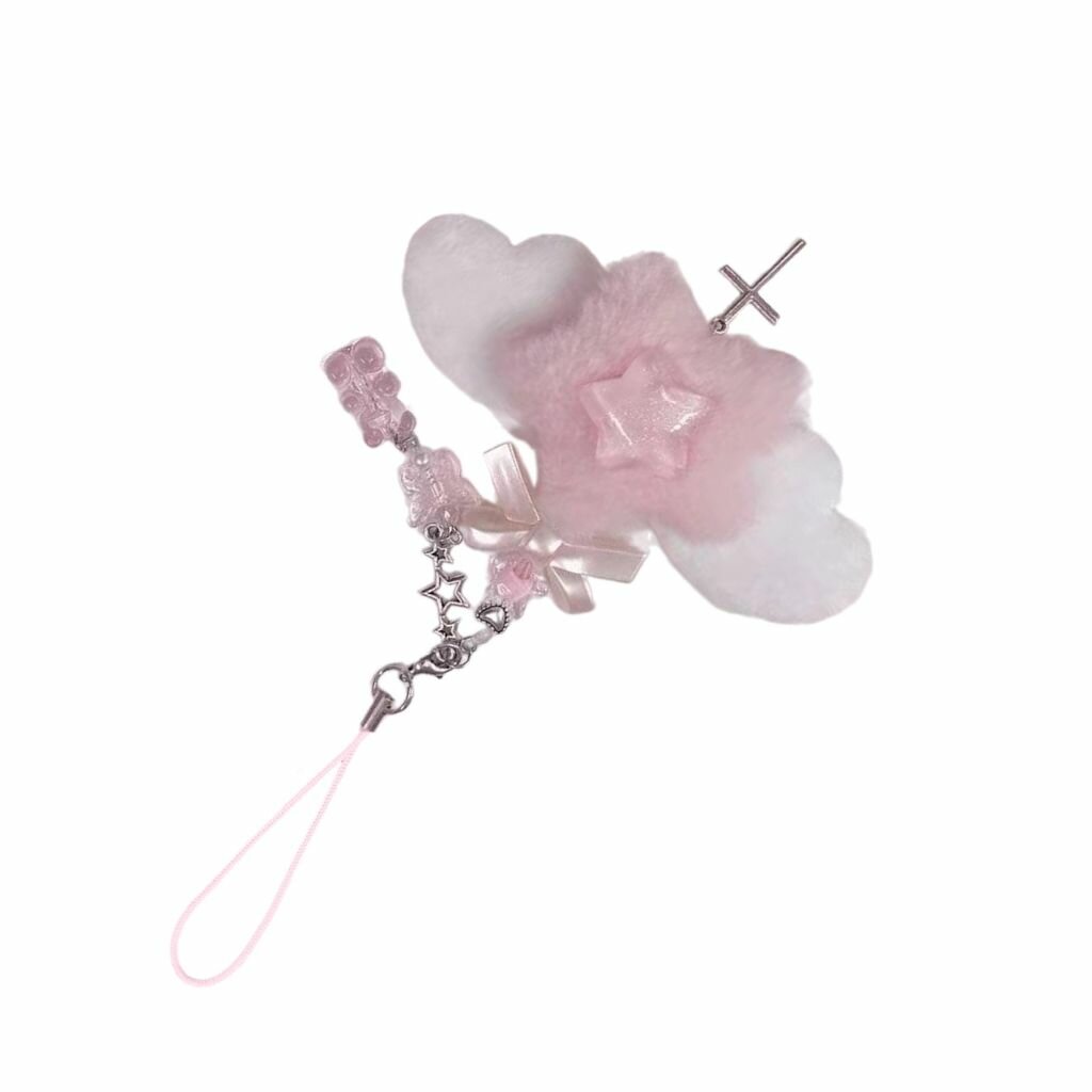 Брелок, Подвеска на цепочке для мобильного телефона с плюшевой звездой-розовый