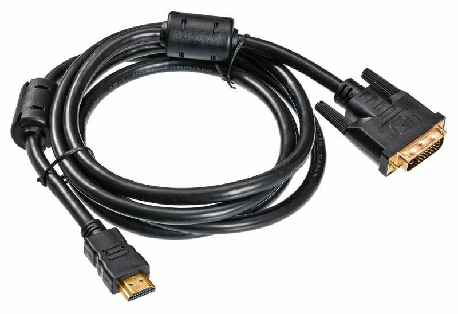 Кабель Buro HDMI-19M-DVI-D-1.8M HDMI (m) DVI-D (m) 1.8м феррит. кольца черный