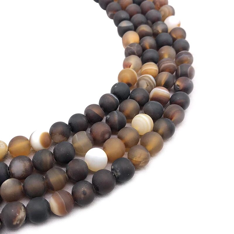 Бусины Агата коричневые матовые 4 6 8 10 12 мм 8mm approx 46beads