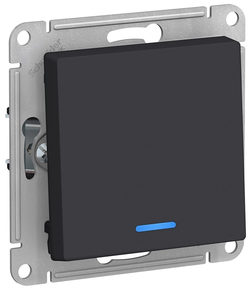 Выключатель Systeme Electric ATLASDESIGN, 10 А, 1 клавиша, IP20, скрытый, с подсветкой, карбон, ATN001013