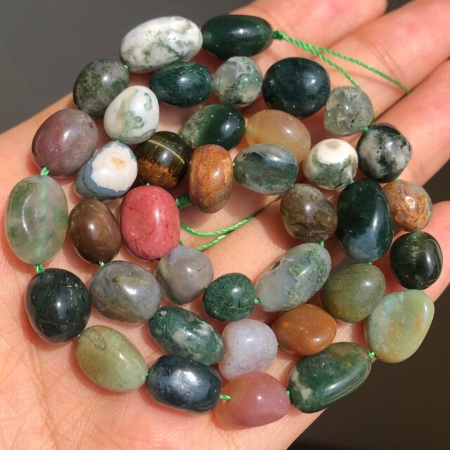 Куою натуральные бусины из амазонита, апатита, ларимара и кварца Изумрудный, India Agate