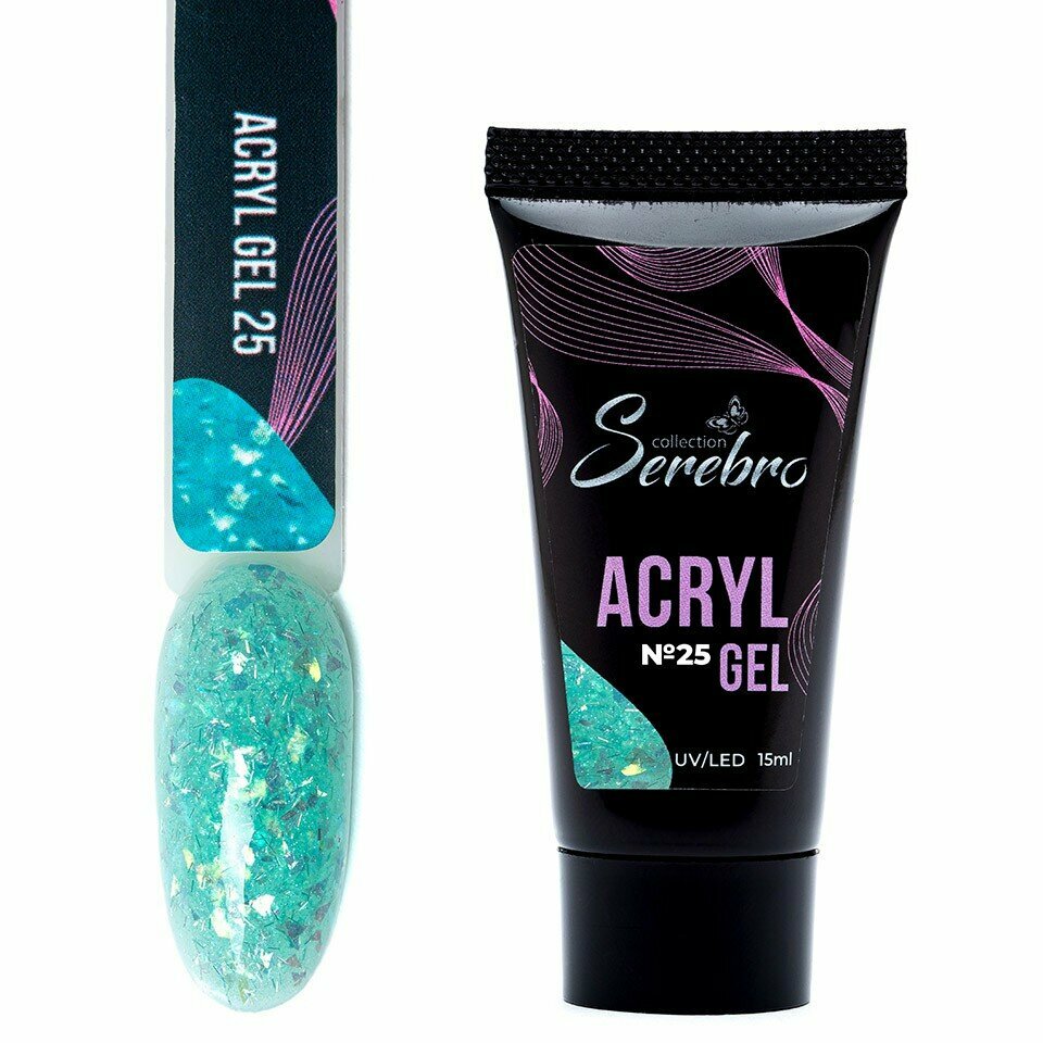 Акригель Acryl Gel Serebro №025 (с шиммером), 15 мл