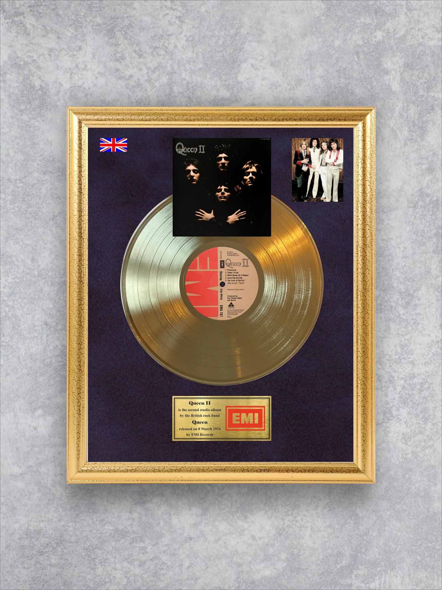 Виниловая пластинка Queen II в рамке - Queen II золотой винил в рамке